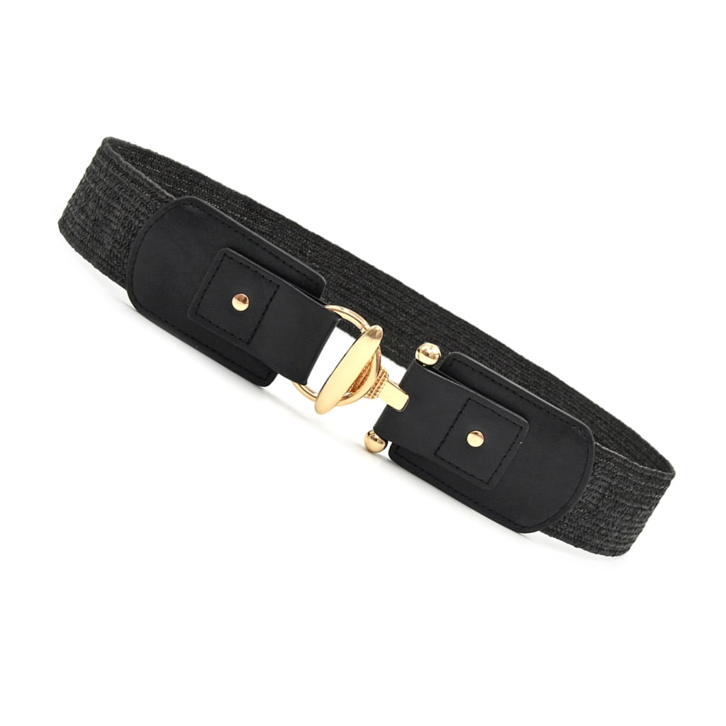 Decorative Gold Clasp Woven Belt Elastic Waistband Gold Buckled Waist ...