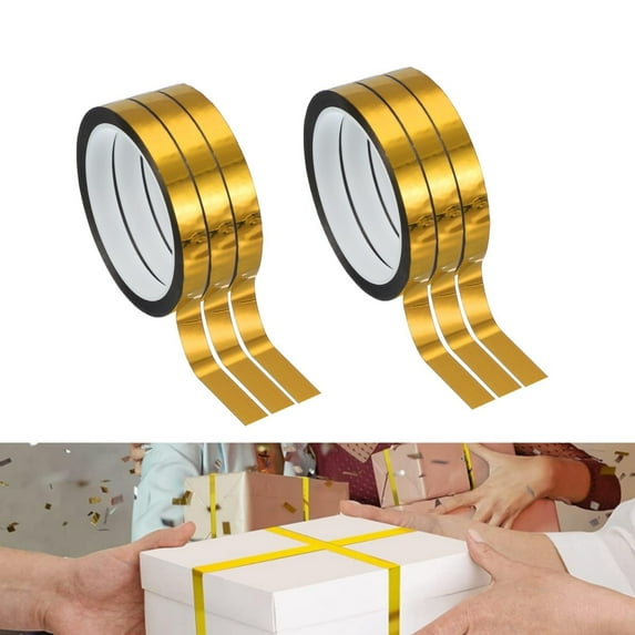 Decorative Gold Metallic Tape 6-Roll Set,Gift Box Wrapping Tape ...