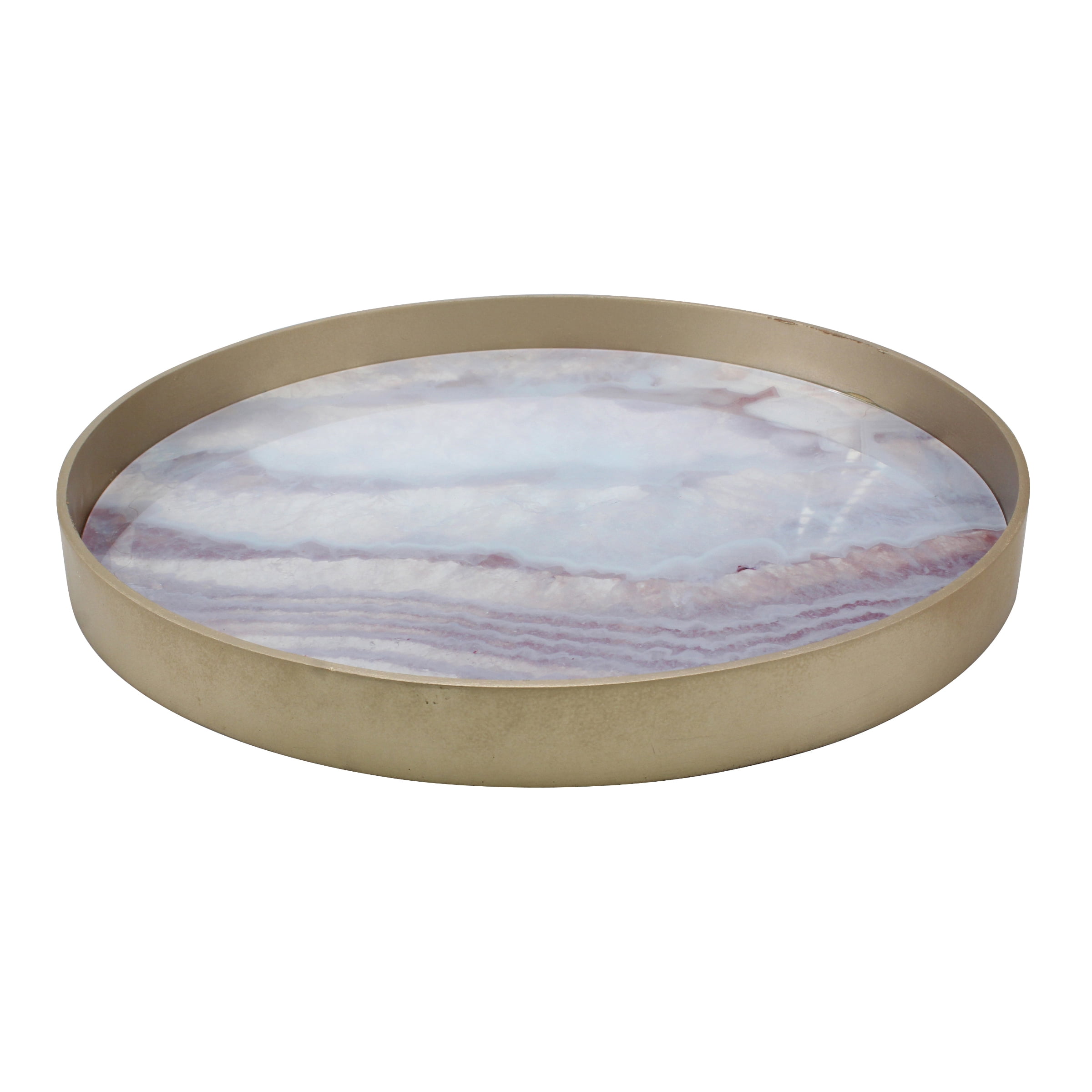 Decorative Gold and Pink Marble Round Wooden Serving Tray - Walmart.com