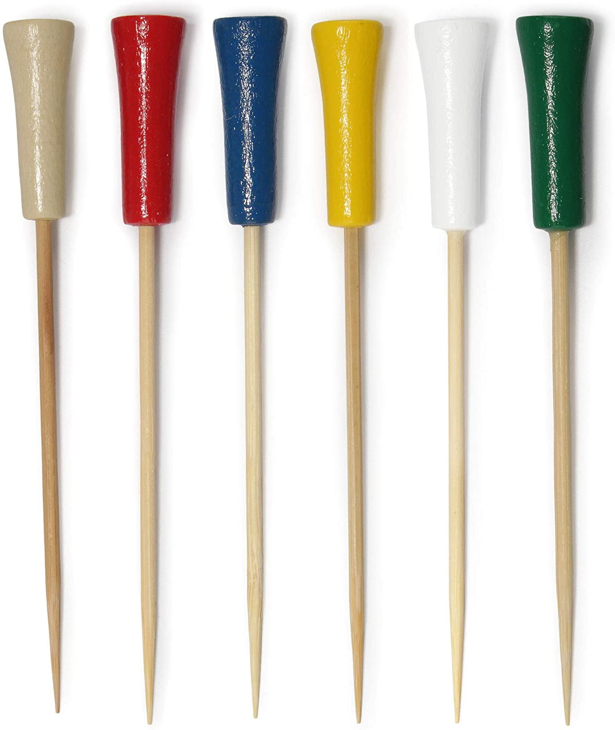 Decorative Golf Tee Bamboo Cocktail Sandwich Skewer Picks - 4.25" - 6 ...
