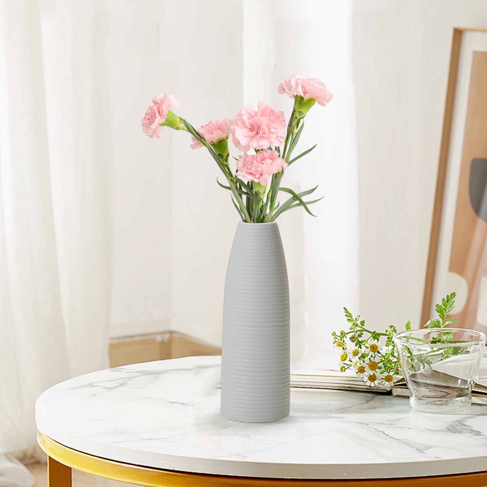 Decorative Green Flower Vase for Home Decor, Modern Elegant Design Vase ...