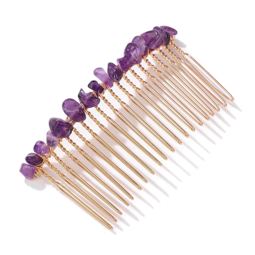 Dalrosia Decorative Hair Side Comb Women Hair Comb Raw Crystal Hair ...