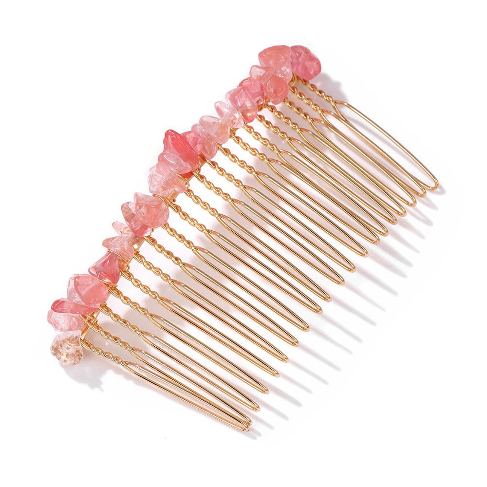Dalrosia Decorative Hair Side Comb Women Hair Comb Raw Crystal Hair ...