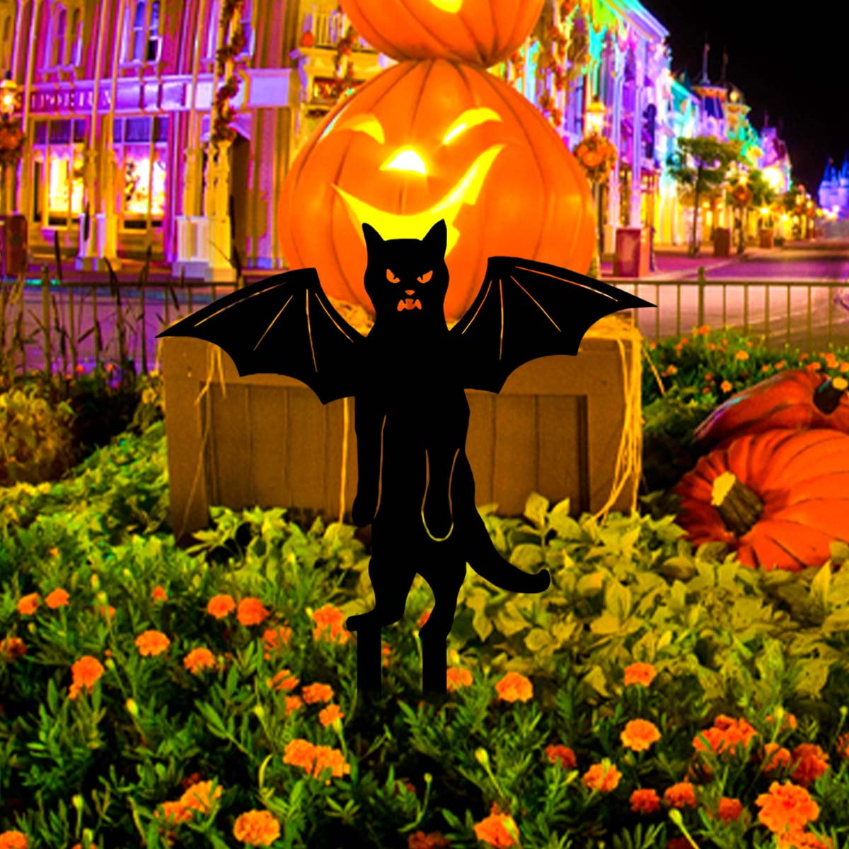 Decorative Halloween Garden Stakes Black Metal Bat Garden Decoration ...