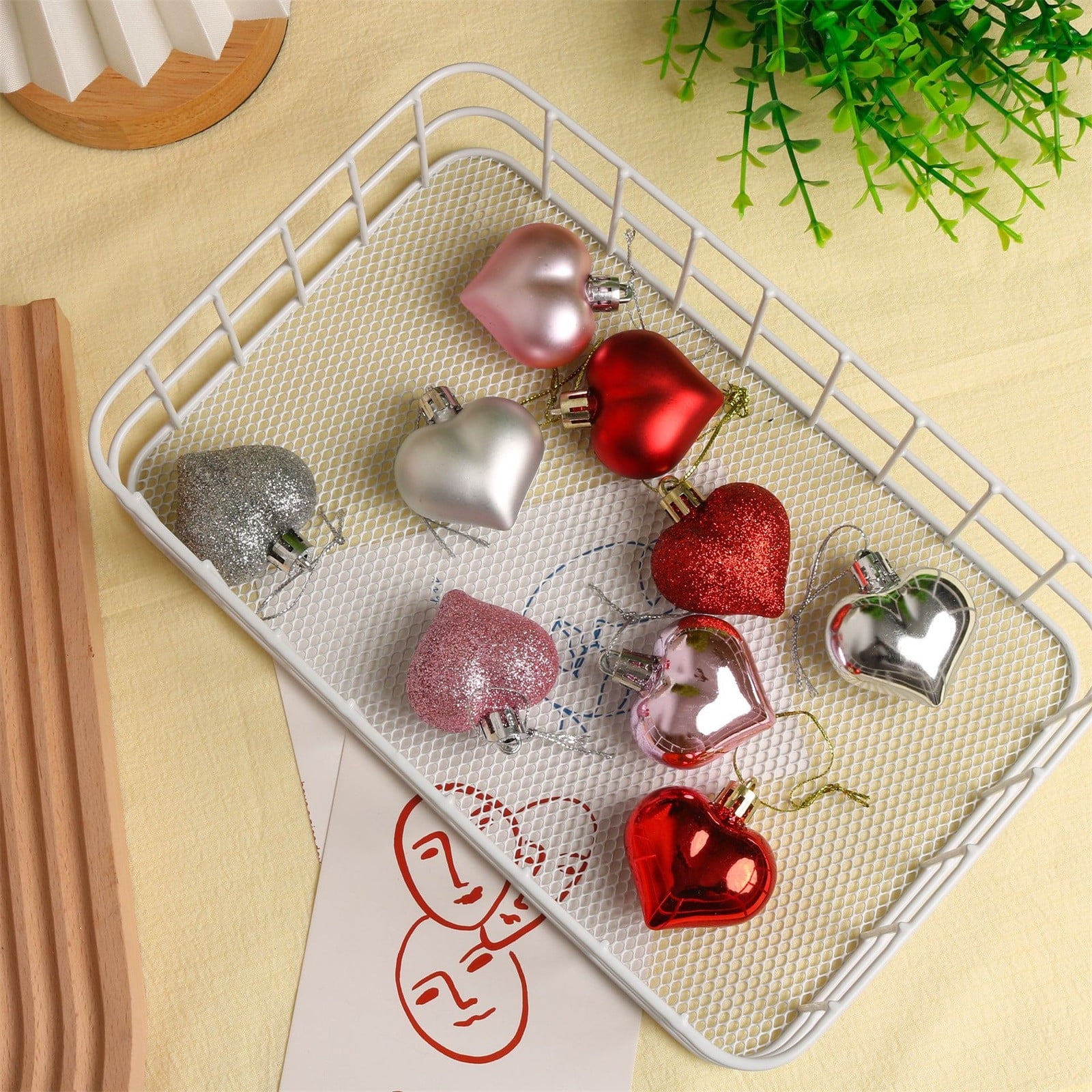 Decorative Hanging 9 Count Flocked Heart Pendant Ornaments Small Peach ...