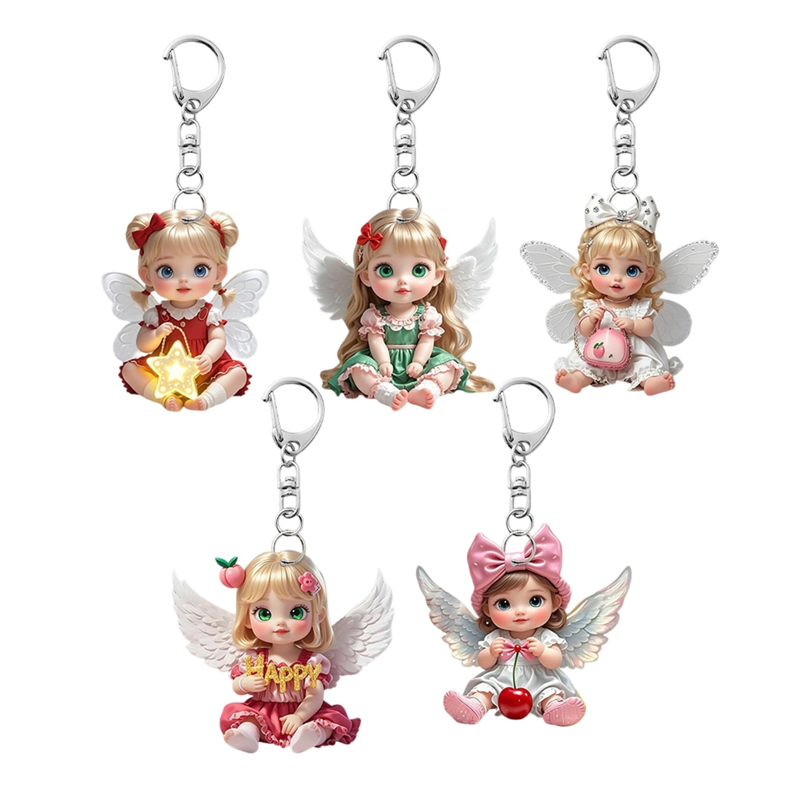 Decorative Hanging Animal And Angel Figures Keychain And Backpack (5PCS ...