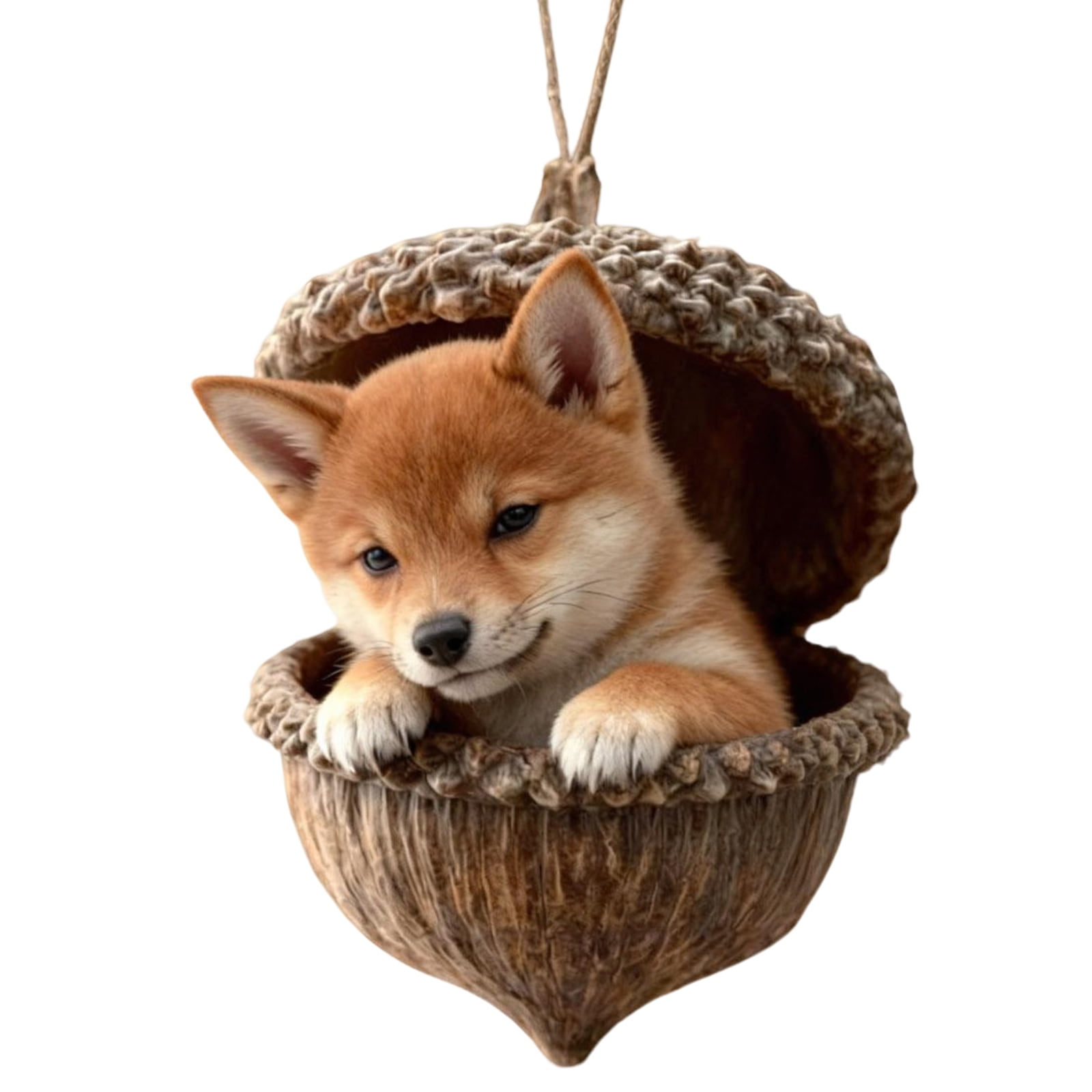 Decorative Hanging Ornament Featuring Realistic Dog Figure in Acorn ...