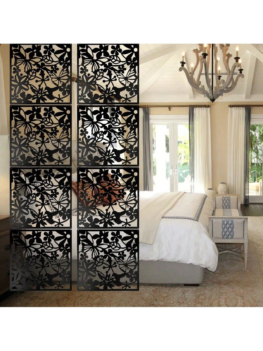 Decorative Hanging Wall Screen Panel with Floral Carving and Hollow-Out ...