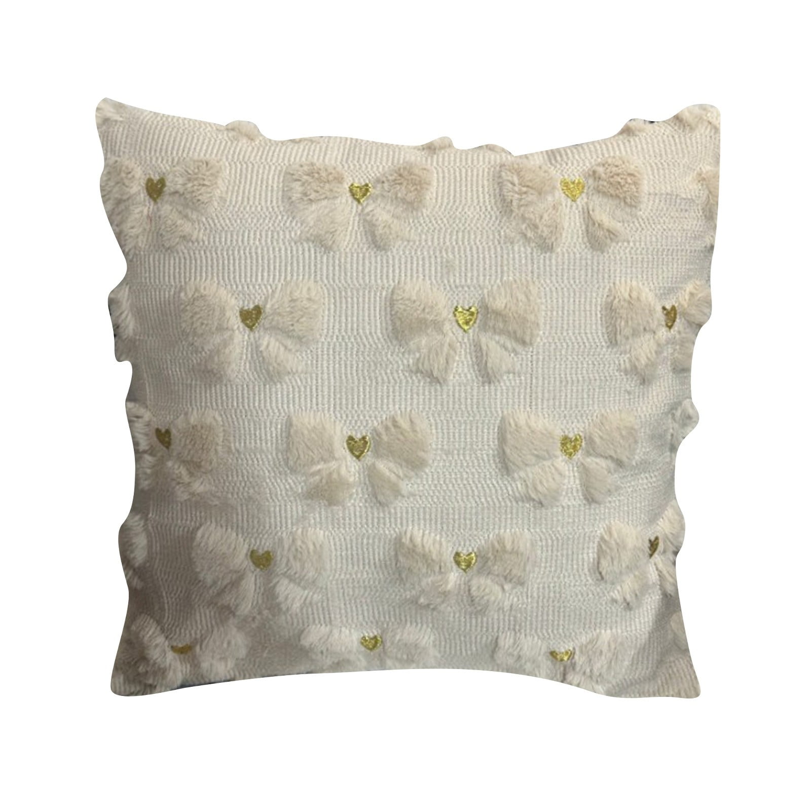Decorative Heart Shaped Pillow Cover with Elegant Bow for Home Sofa ...
