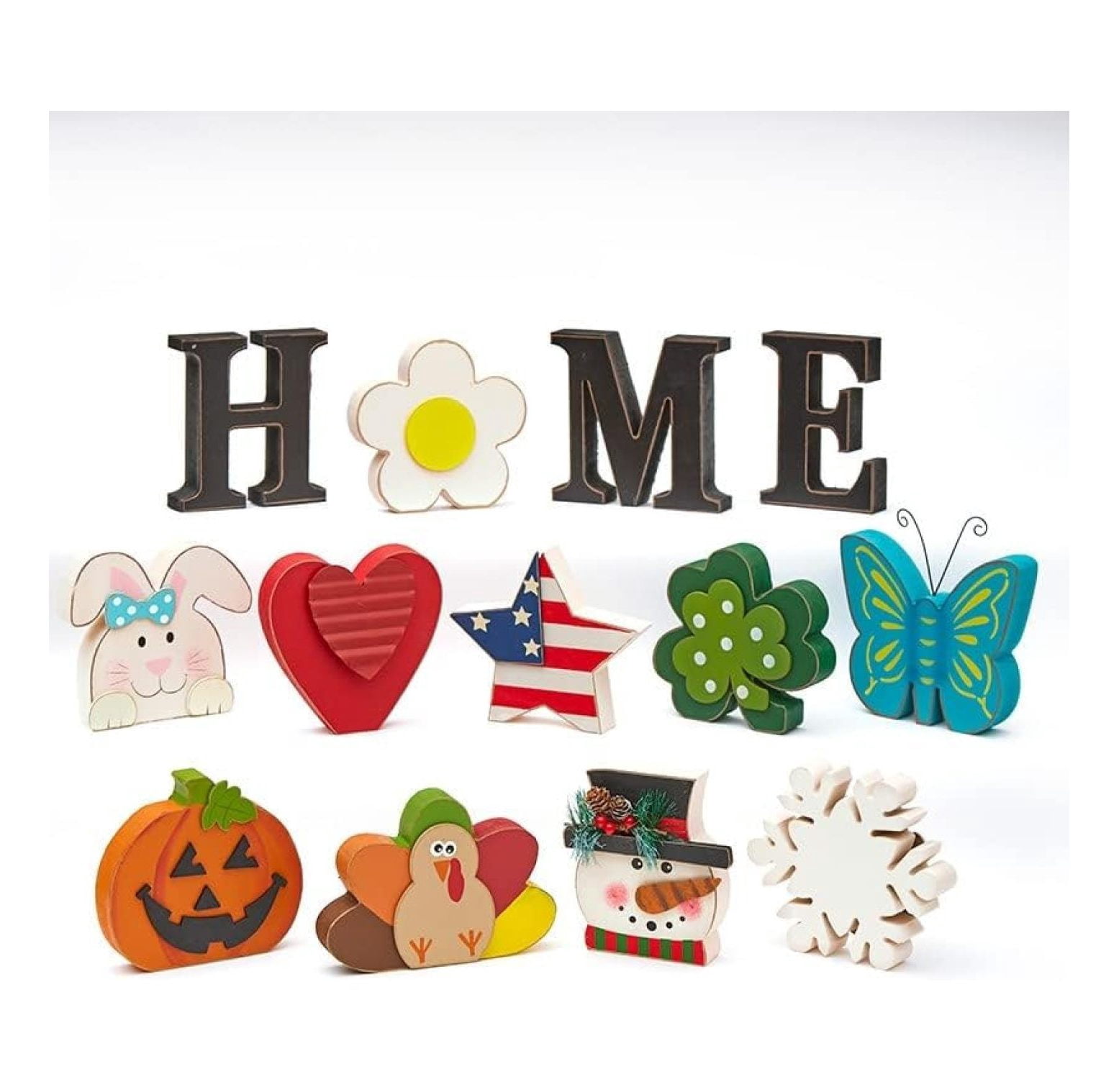 Decorative Home Letter Sign with 13 Interchangeable Seasonal Icons ...