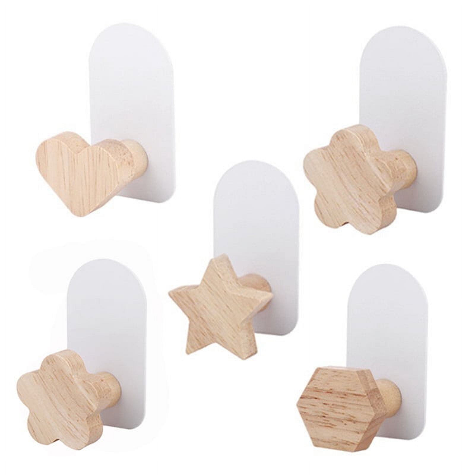 Decorative Hook Wood Wall Hook Star Heart Shaped Key Hook Modern Coat ...