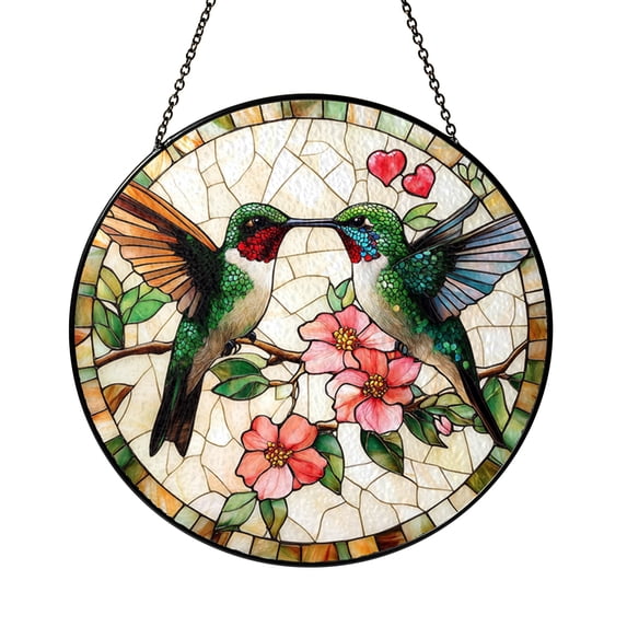 Decorative Hummingbird Stained Glass Window Hanging, Bird Inspired ...