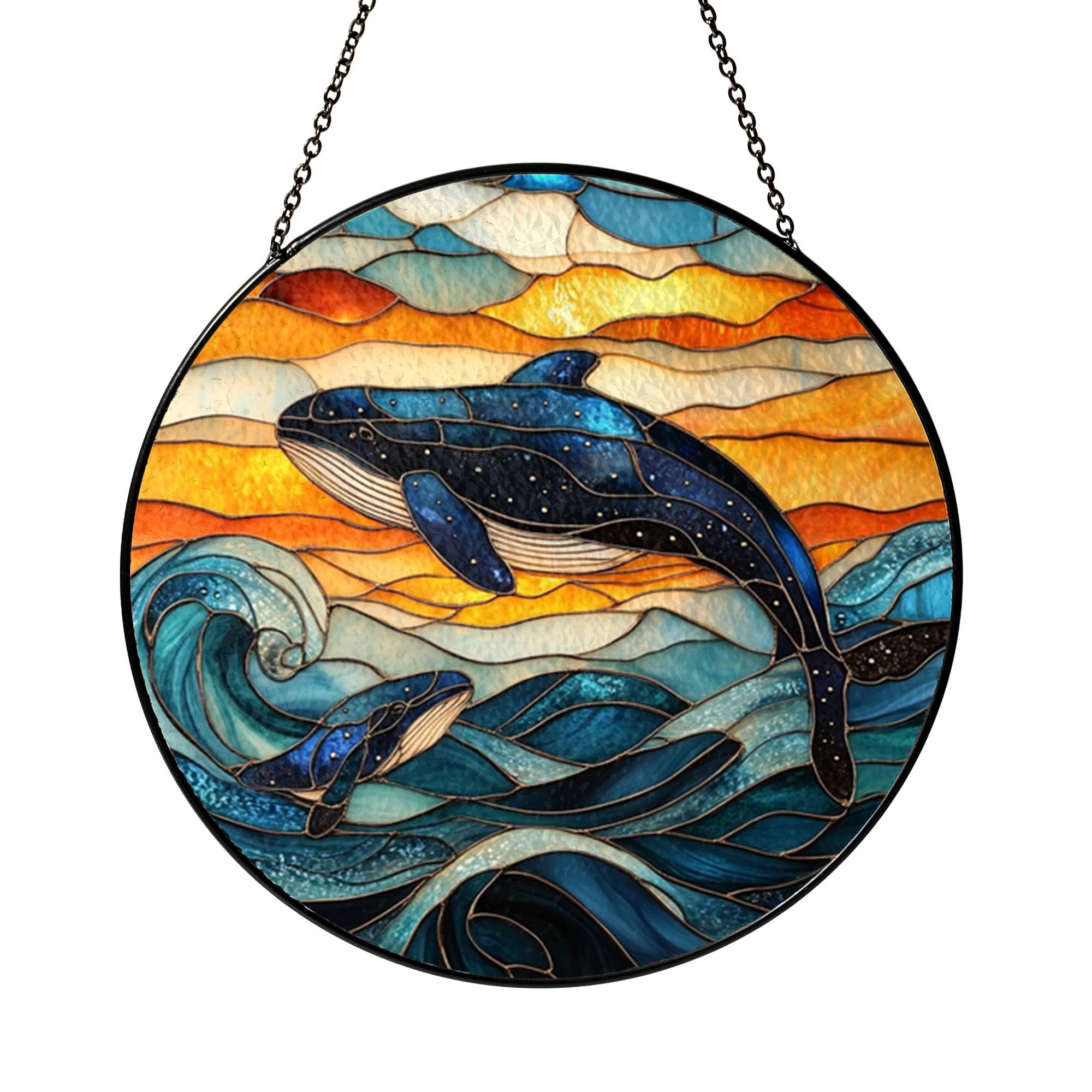 Decorative Humpback Whale Window Hanging Stained Glass Style Suncatcher ...