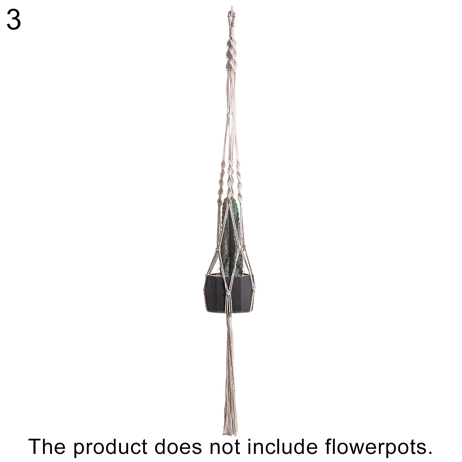 Decorative Indoor/Outdoor Hand-Woven Plant Hanger with Wood Beads ...