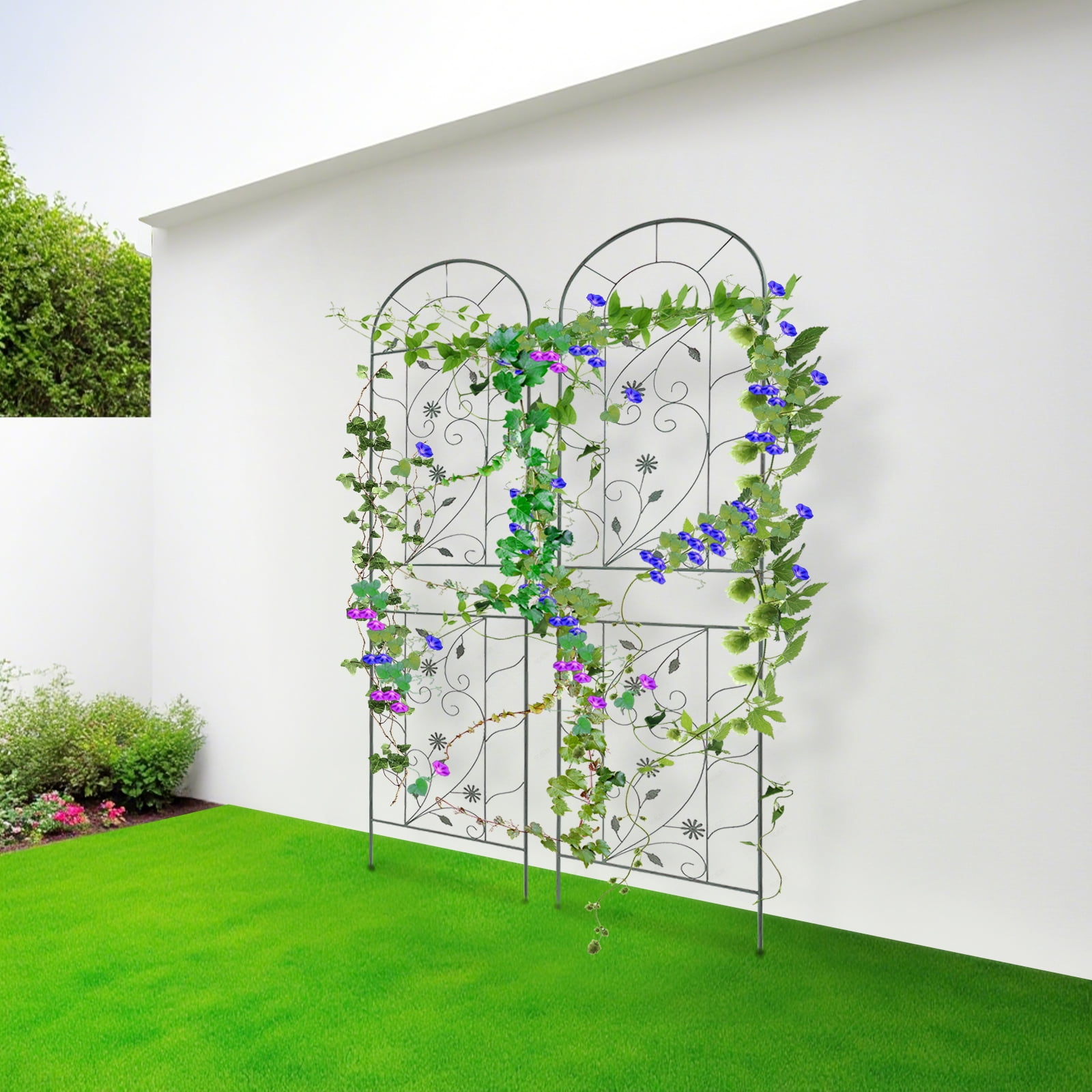 Decorative Iron Flower Climbing Panels, 82.68in Vertical Growth Space ...