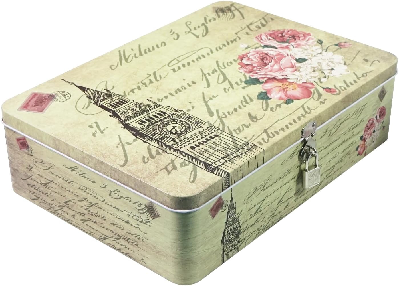 Decorative Keepsake Box with Hinged Lid and Small Lock, Large Letter ...