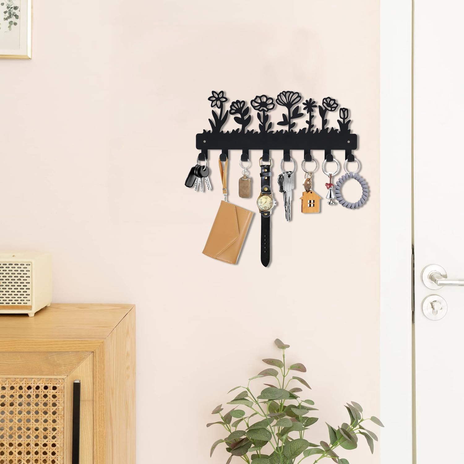 Decorative Key Holder with 8 Hooks, Flower Key Rack Organizer for ...