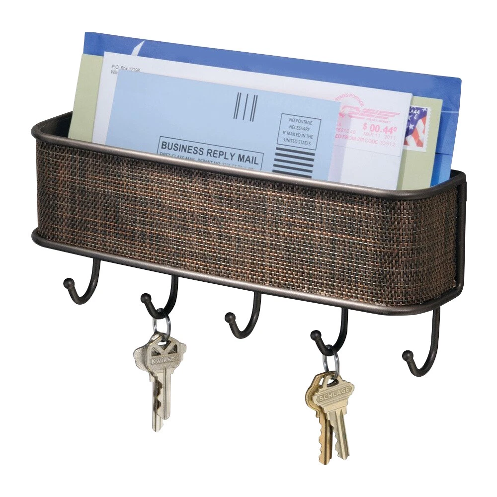 Decorative Key Holder Wall Mounted Entryway Shelf With Hooks Entrance ...