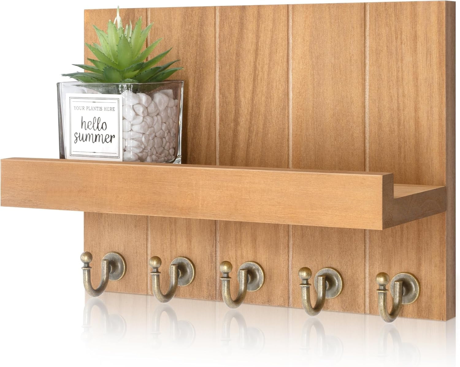 Decorative Key Holder for Wall - Rustic Key Hooks with Shelf and Mail ...