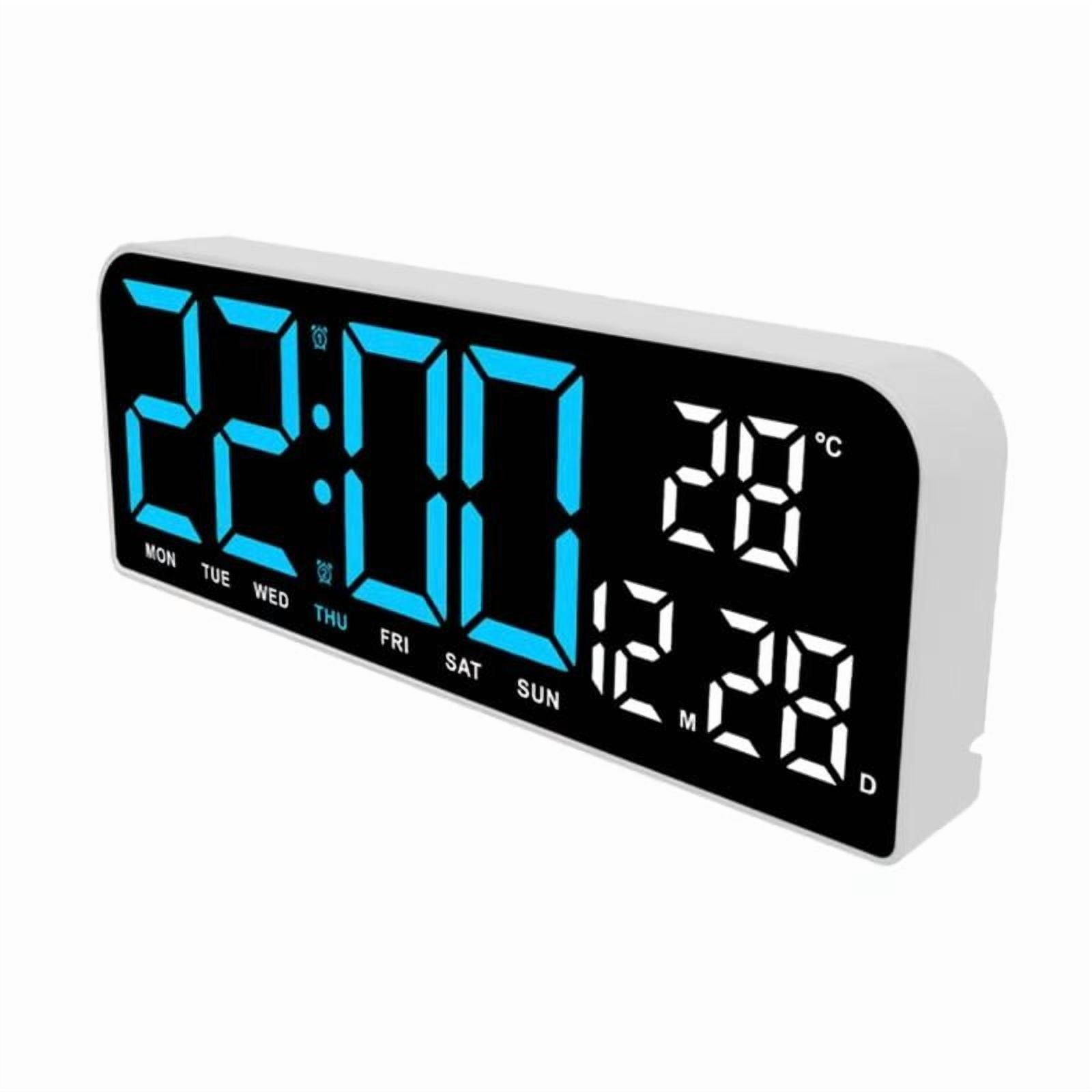 Decorative LED Digital Wall Clock - Bedroom Alarm with Temperature ...