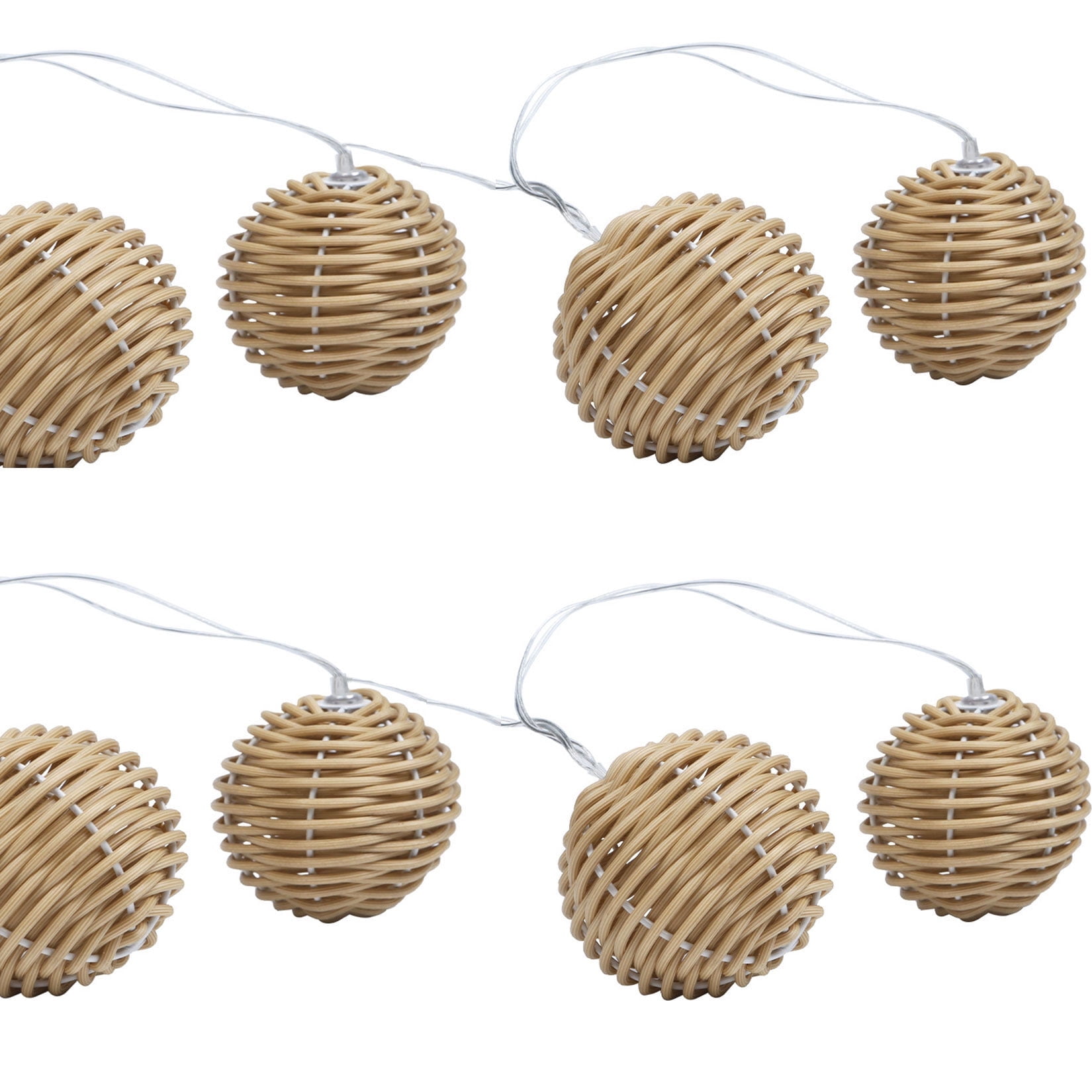 Decorative Lantern Globe Rattan Wicker Ball String Lights - 10 Lights ...