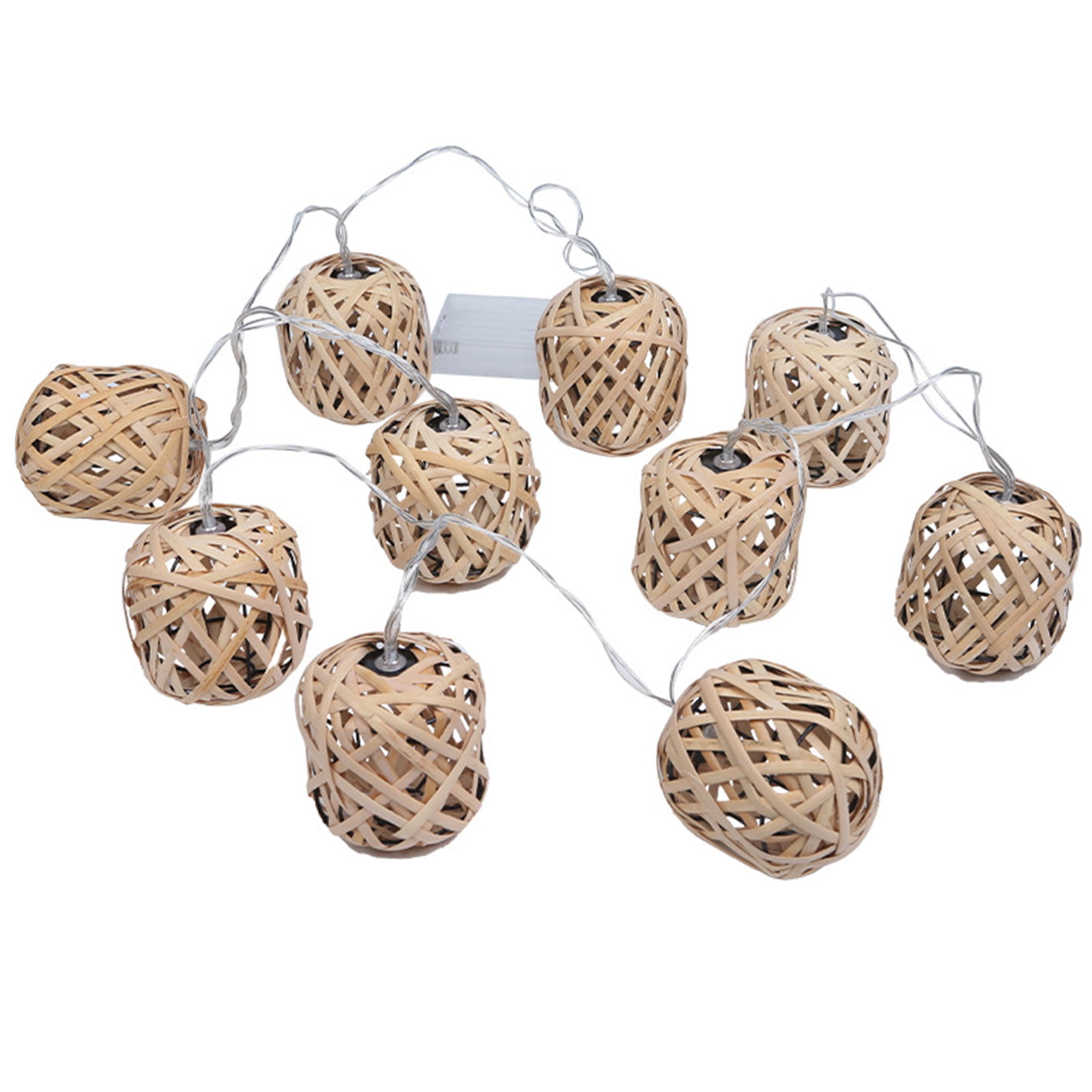 Decorative Lantern Rattan String Lights - 10 Lights with Rattan Wire ...