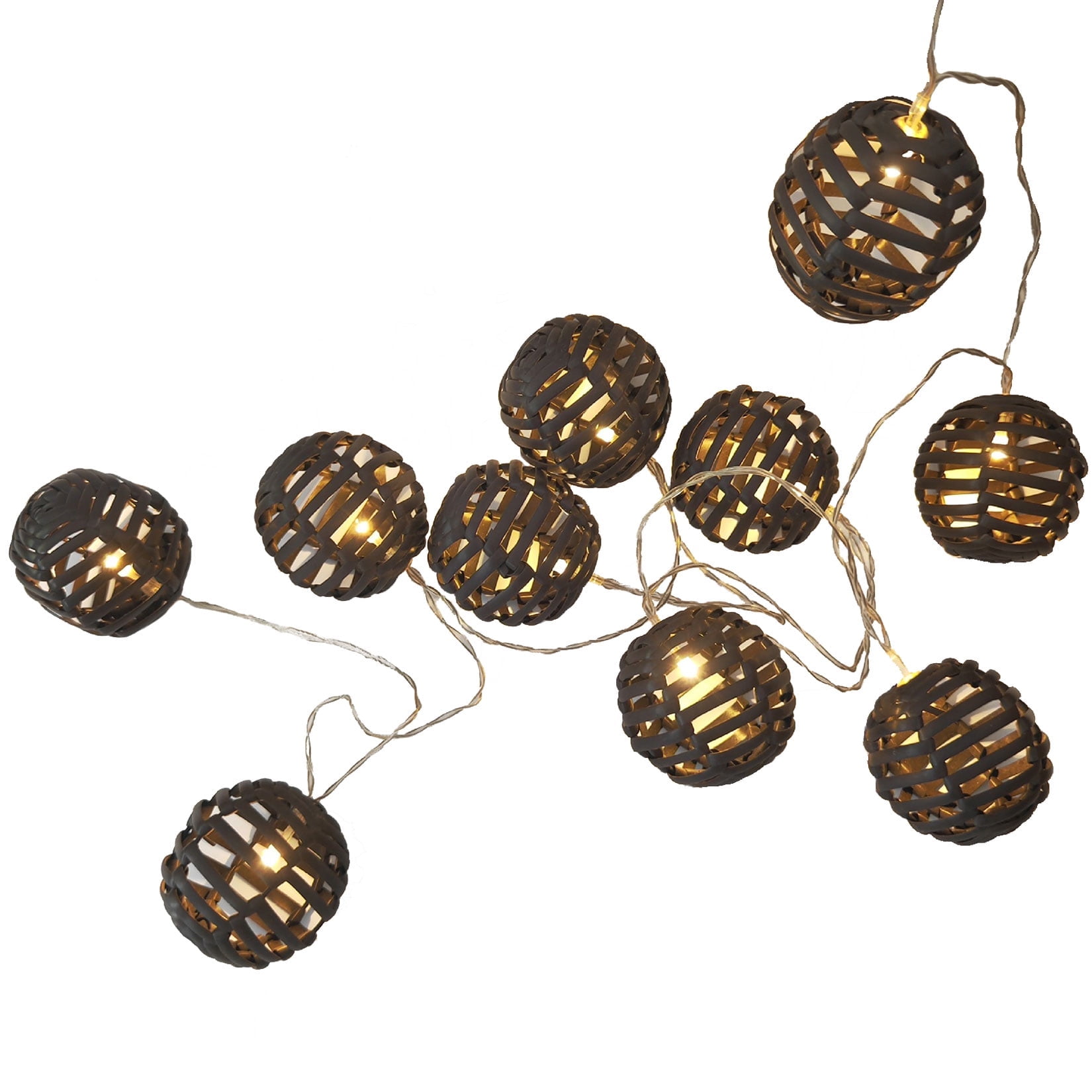 Decorative Lantern Rattan String Lights - 10 Lights with Rattan Wire ...
