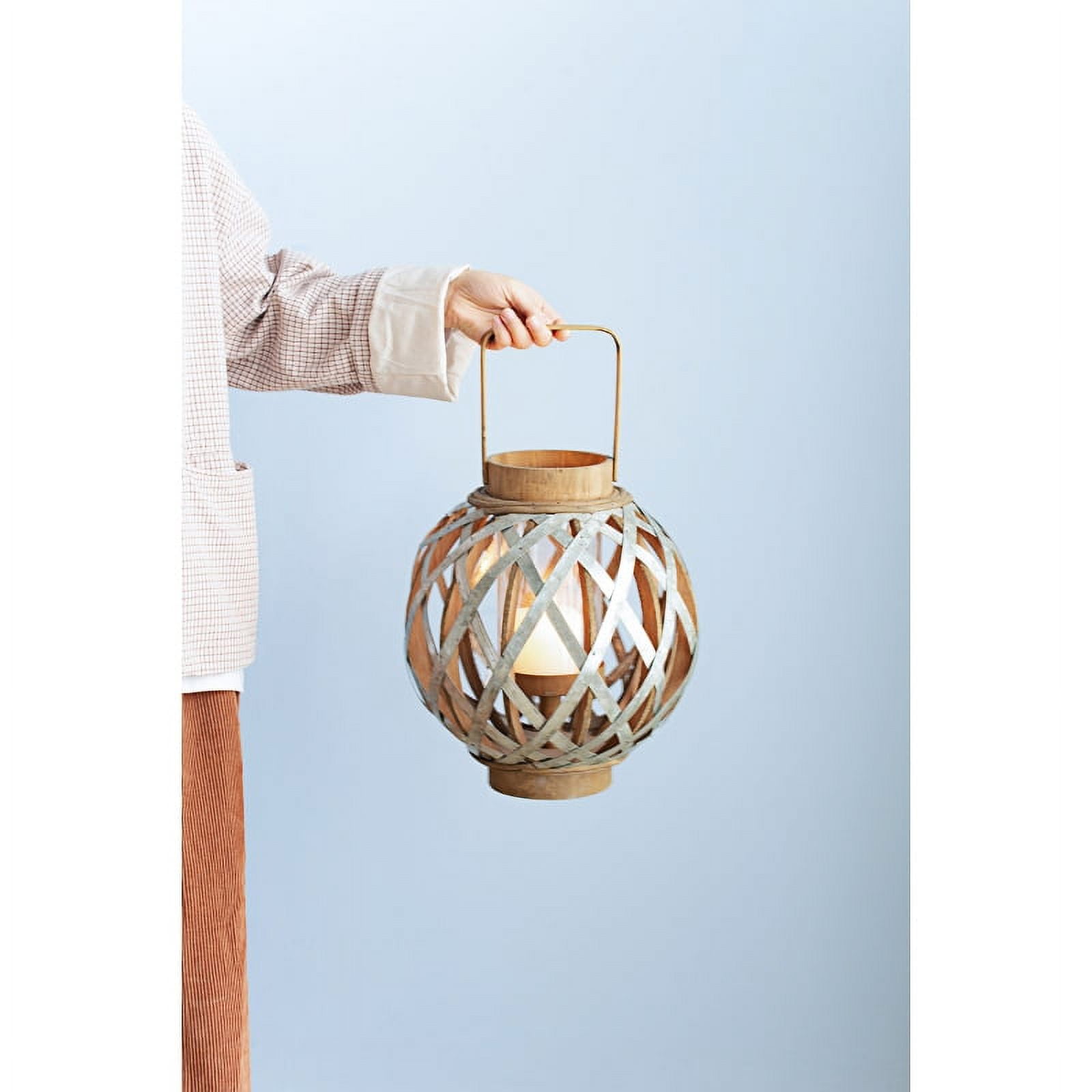 Decorative Lantern with Handle, Wooden Lantern for Indoor Outdoor, Home ...