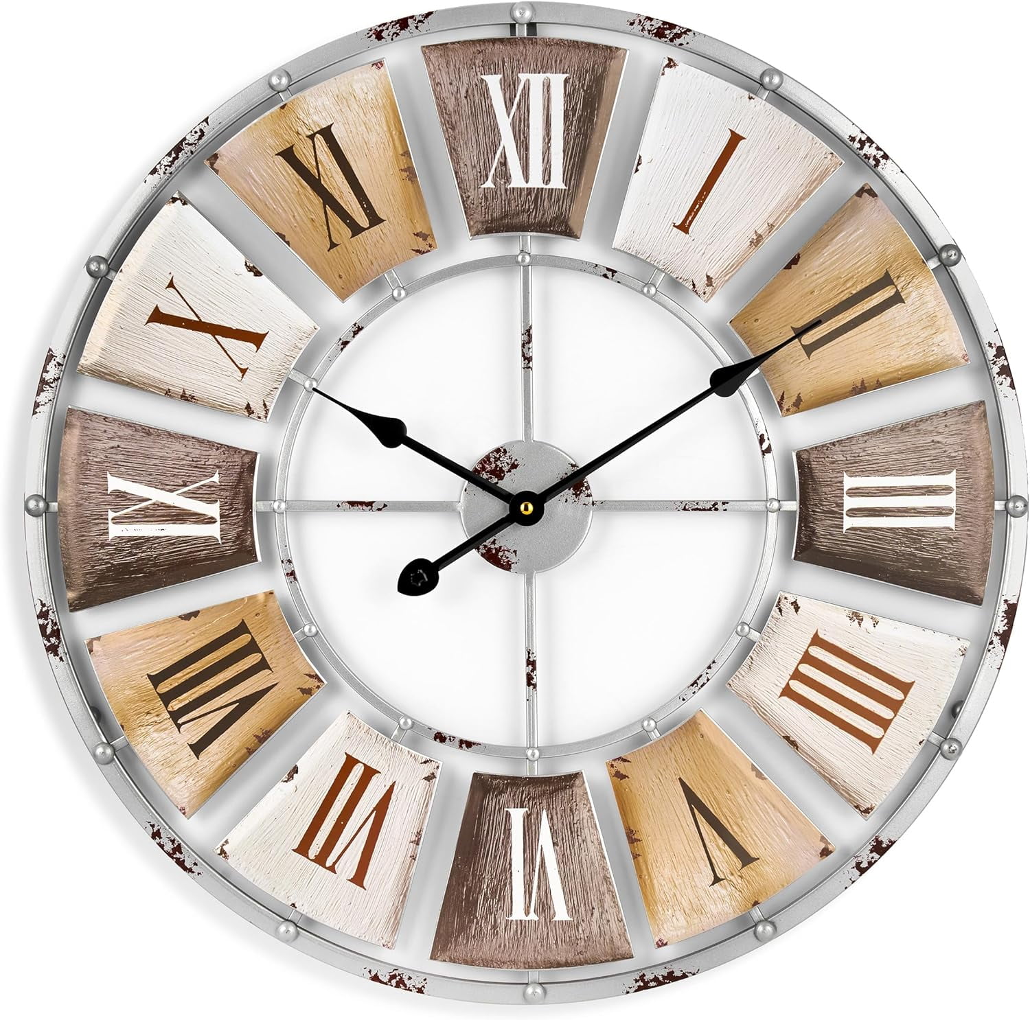 Decorative Large 24-Inch Wall Clock for Living Room, Vintage Industrial ...