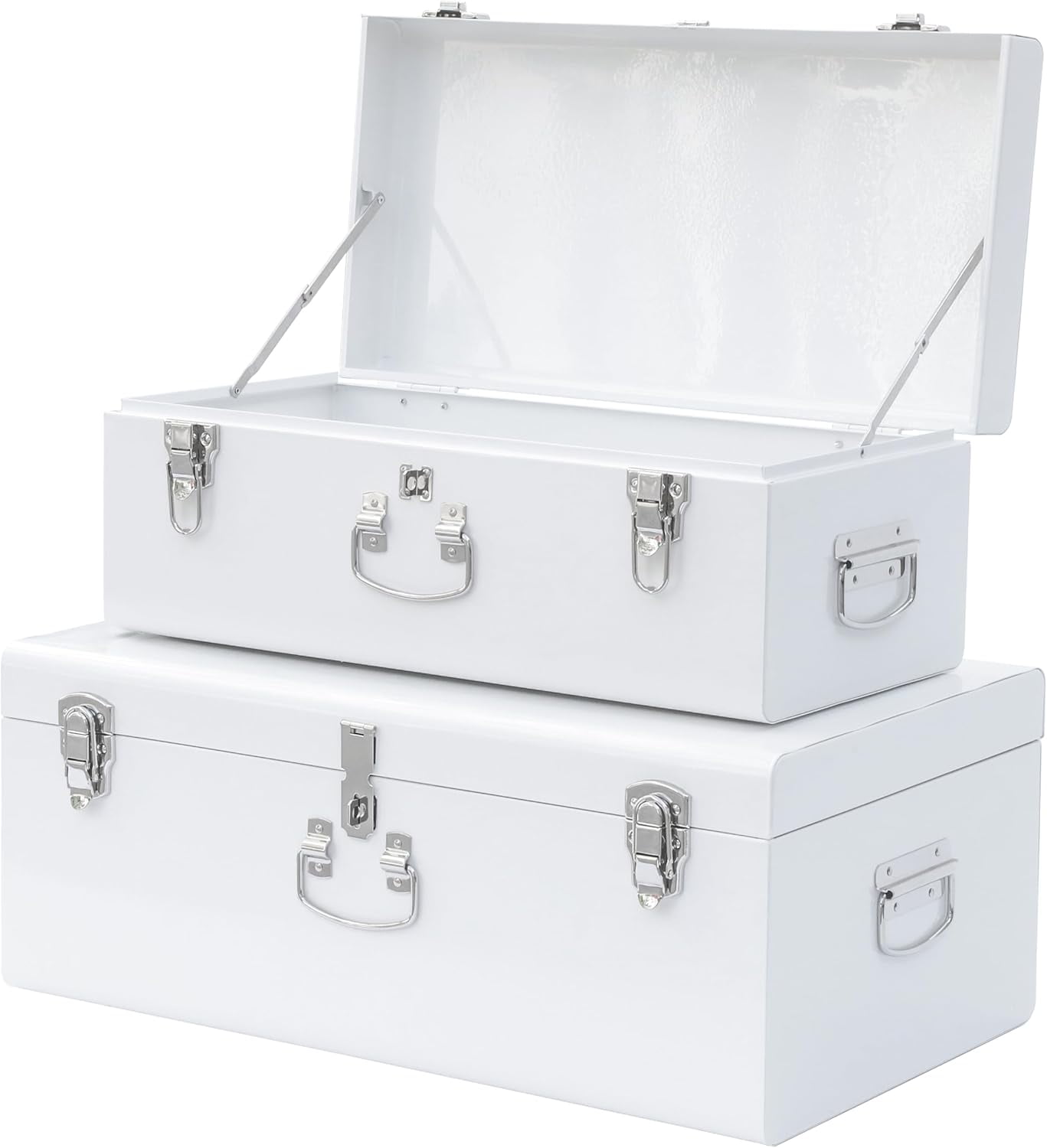 Decorative Large Metal Box Storage Trunk Chest Set of 2 College Dorm ...