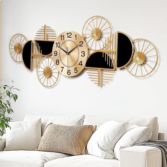 Large Wall Clock Battery Operated,Modern Silent Non-Ticking Metal Wall ...