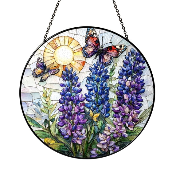 Decorative Lavender Butterfly Window Hanging Stained Glass Style ...