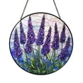 Decorative Lavender Flower Window Hanging, Stained Glass Style Round ...