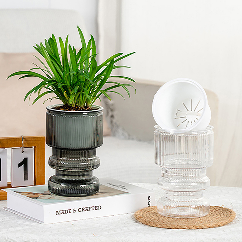 Decorative Lazy Self-Watering Hydroponic Plastic Flower Pot with ...