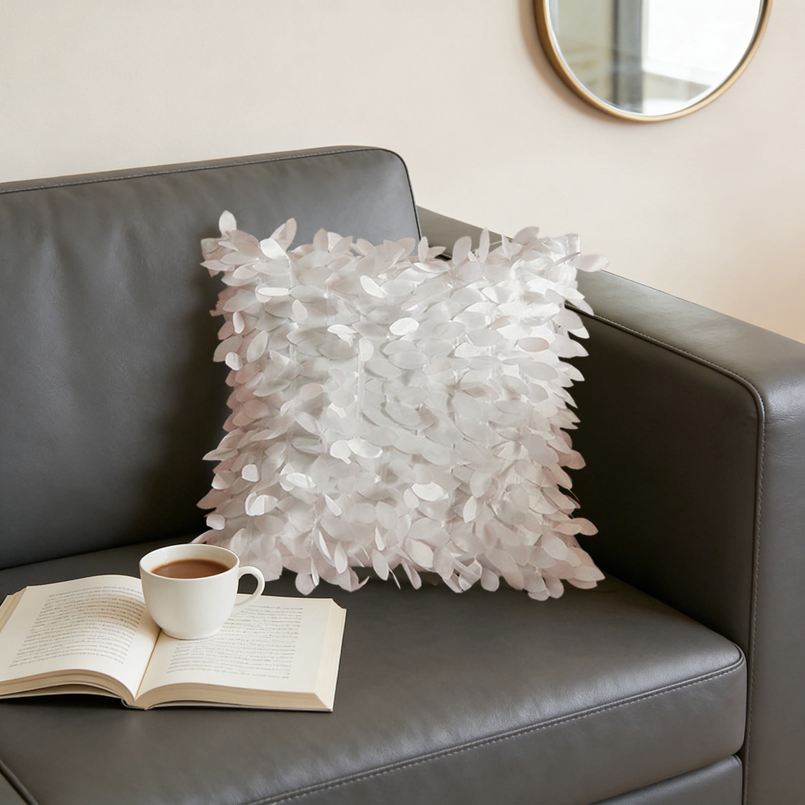 Decorative Leaf Pillow Cover 45x45cm | Three-Dimensional Textured ...