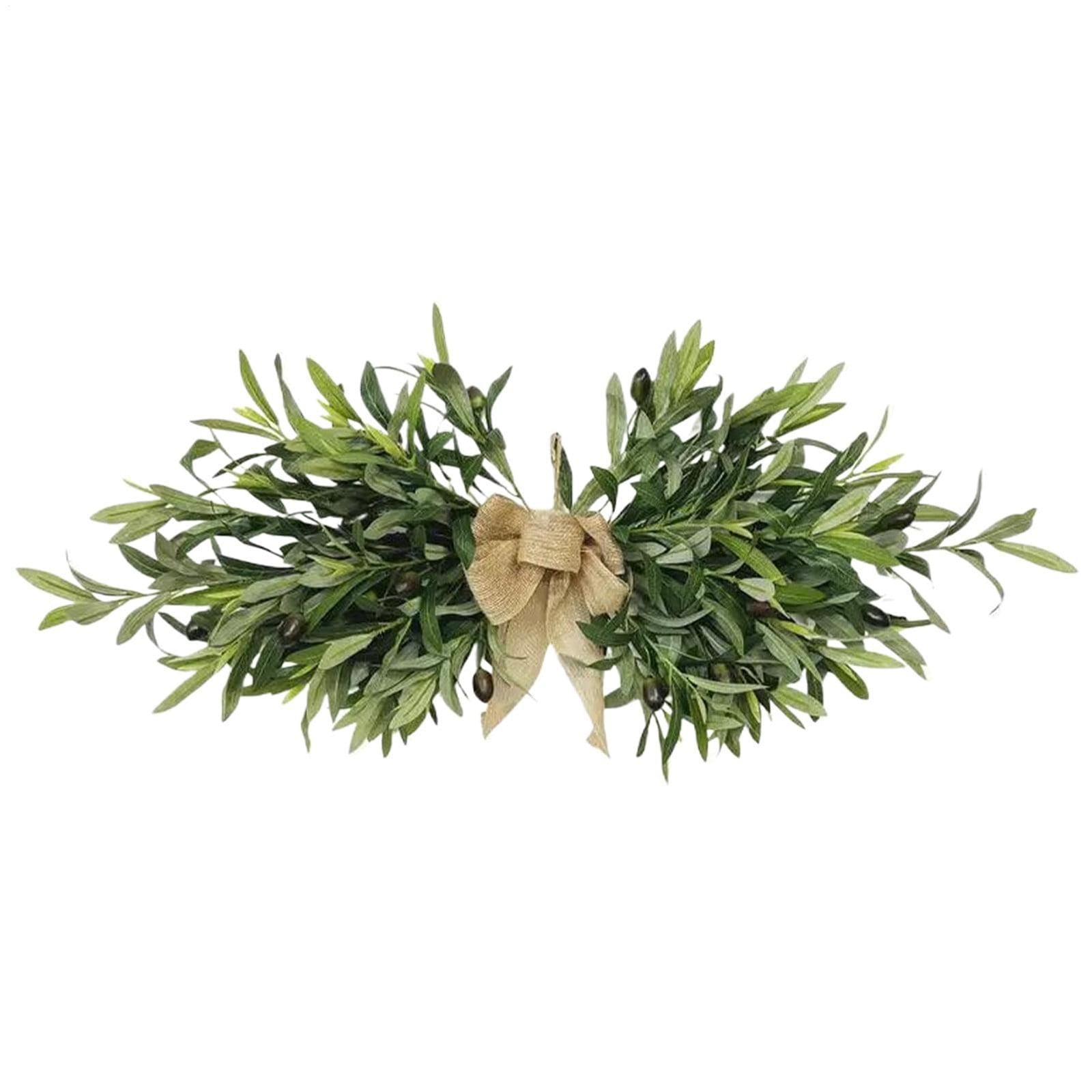 Decorative Leaf Swag with Burlap Bow Lifelike Greenery for Home Decor ...