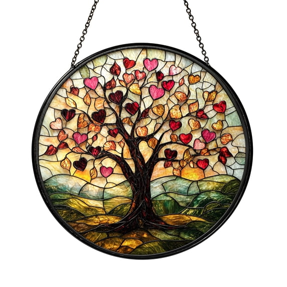 Decorative Leaf Tree Stained Glass Window Hanging Suncatcher, Nature ...