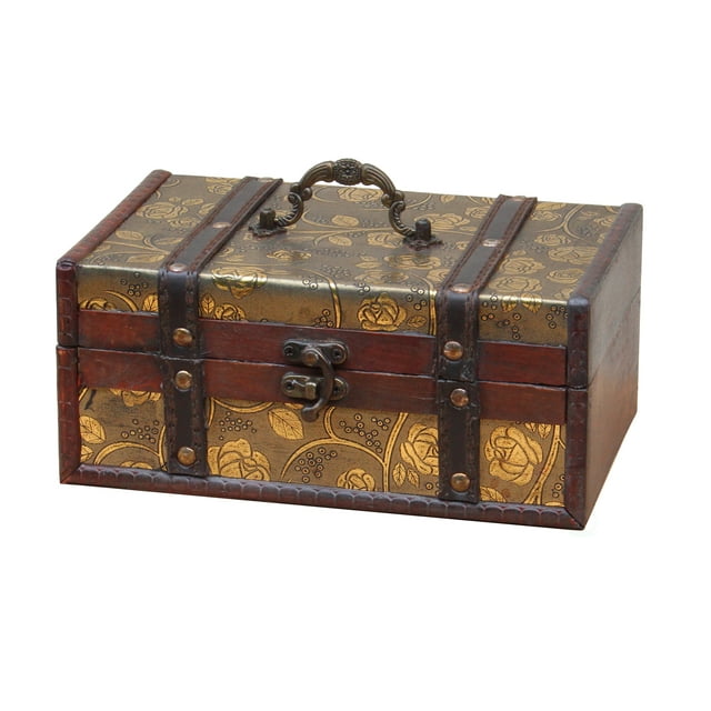 Decorative Leather Treasure Trunk Box - Walmart.com