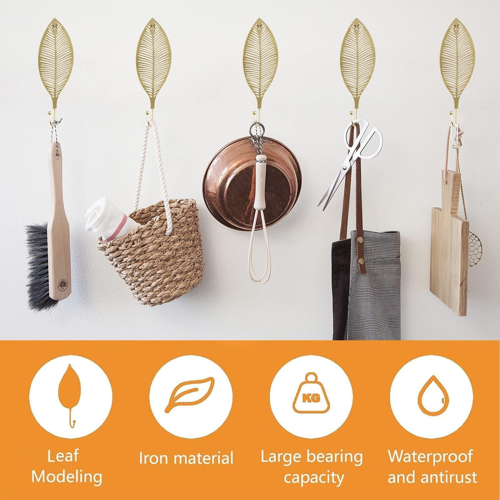 Decorative Leaves Ir On Hooks 4pcs Gi Nkgo Leaf Shape Wall Mounted ...