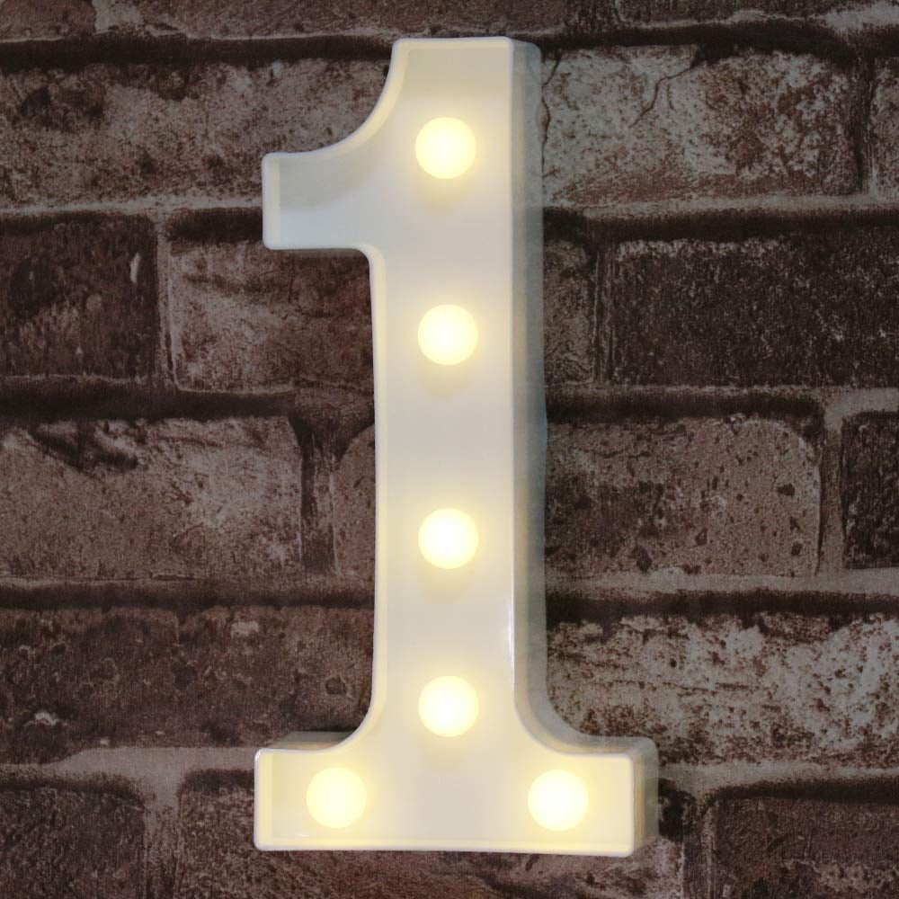 Decorative Led Light Up Number Letters, White Plastic Marquee Number ...