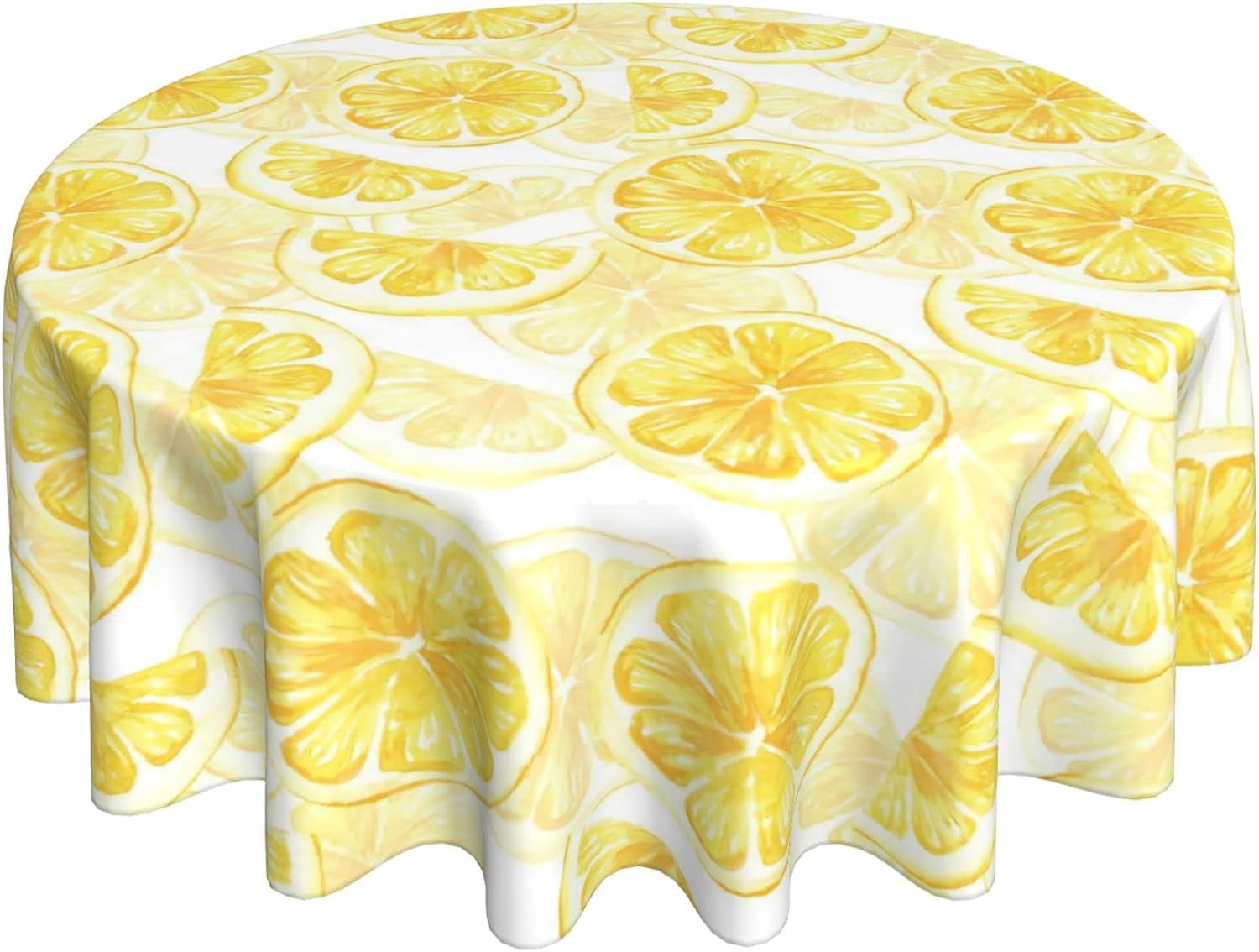 Decorative Lemon Print Polyester Round Tablecloth Waterproof Fabric ...