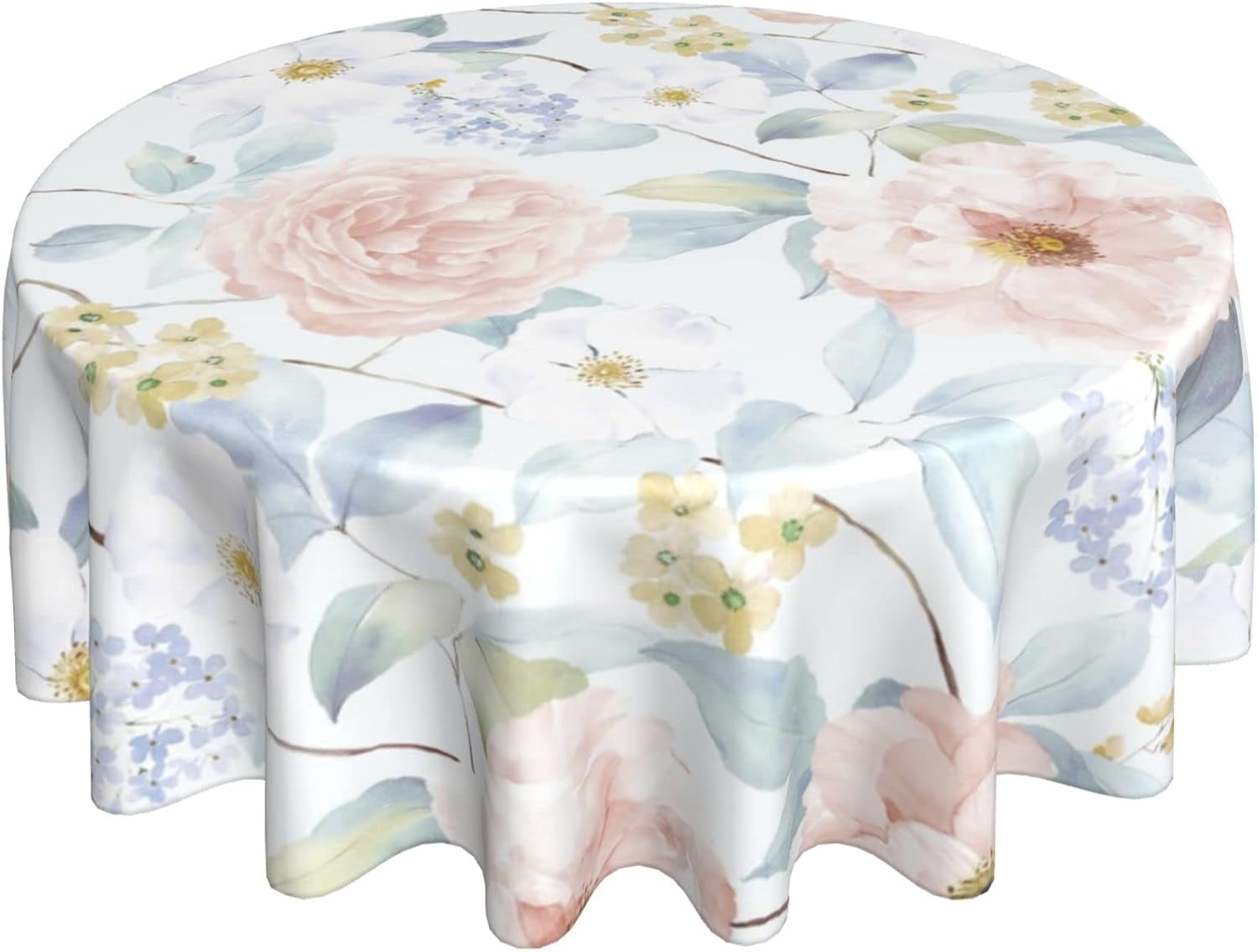 Decorative Lemon Round Tablecloth Waterproof Table Cloth Wrinkle Free ...