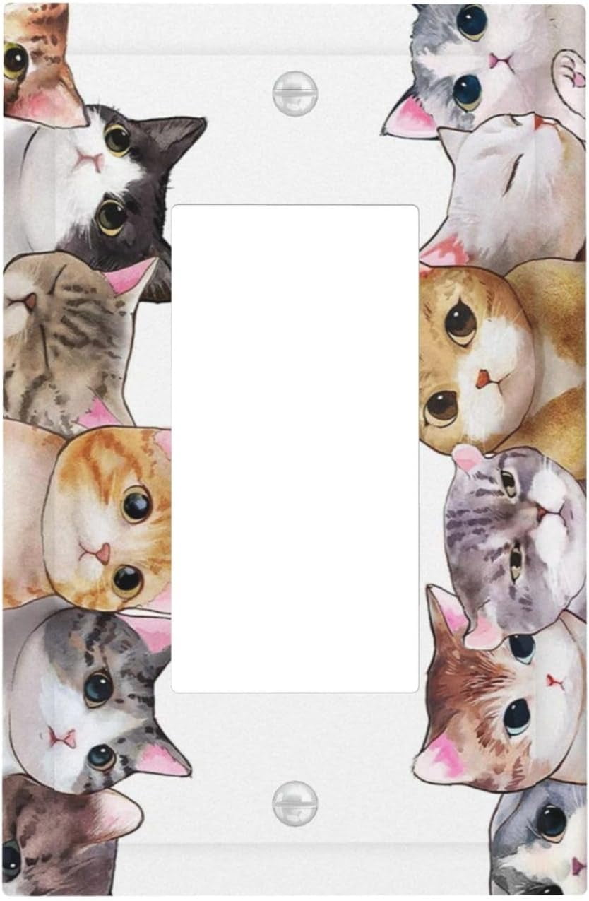Decorative Light Switch Covers Lovely Kitten Cats 1 Gang Single Toggle ...