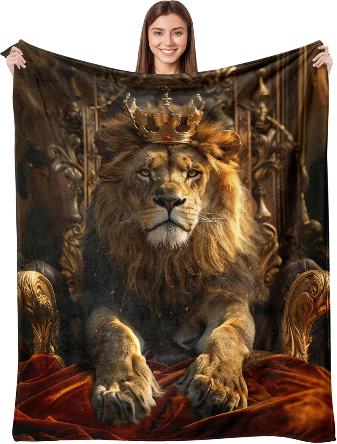 Decorative Lion Throw Blanket, Fuzzy Soft Cozy Flannel Blanket for Home ...