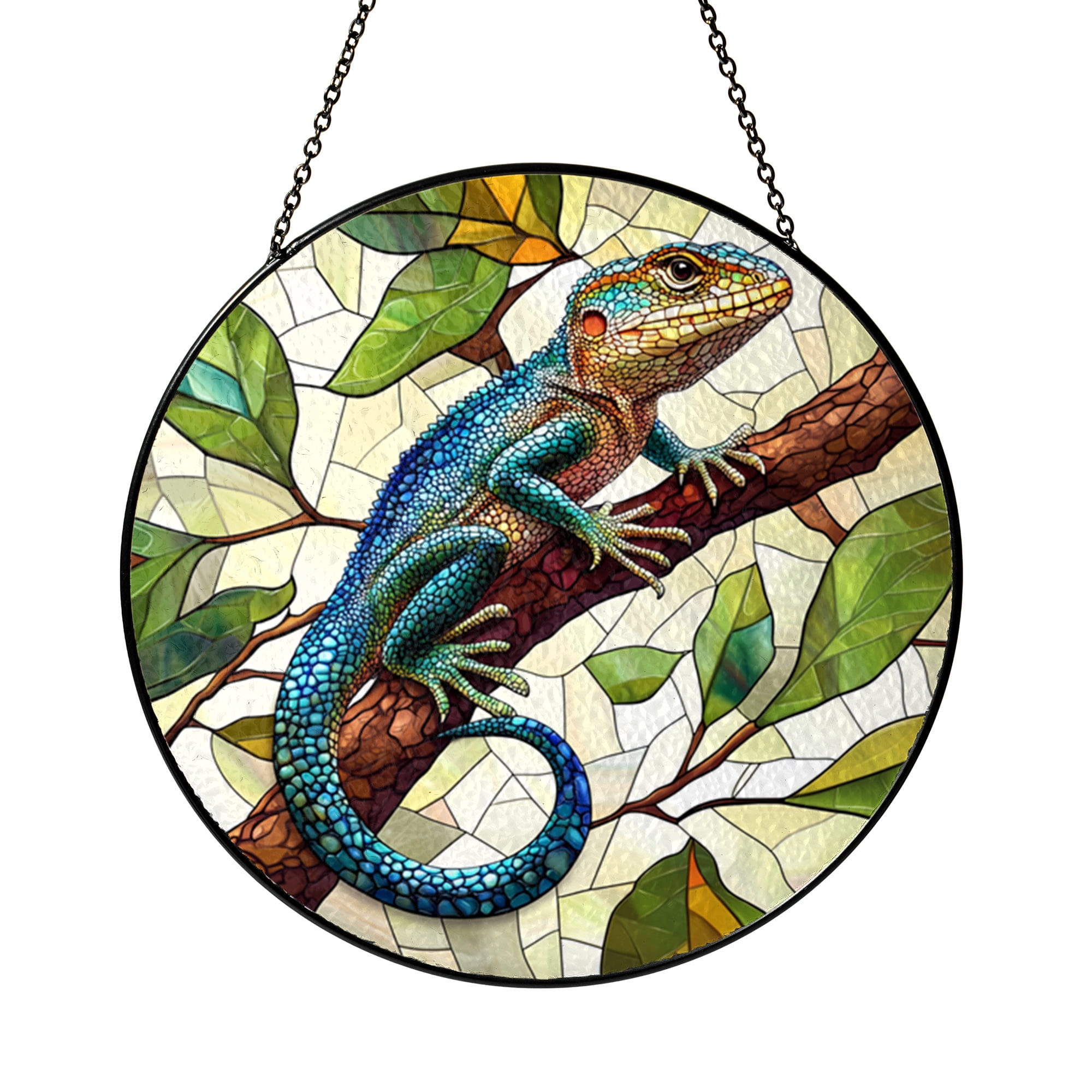 Decorative Lizard Window Hanging – Stained Glass Style Nature Decor ...
