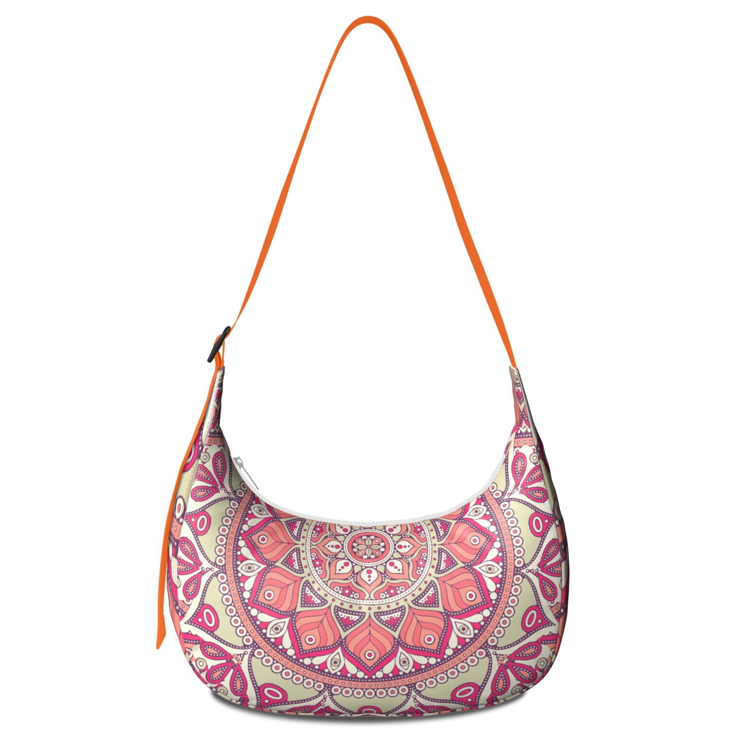 Decorative Mandala Crossbody Purse Ethnic Tribal Boho Crescent Bag for ...
