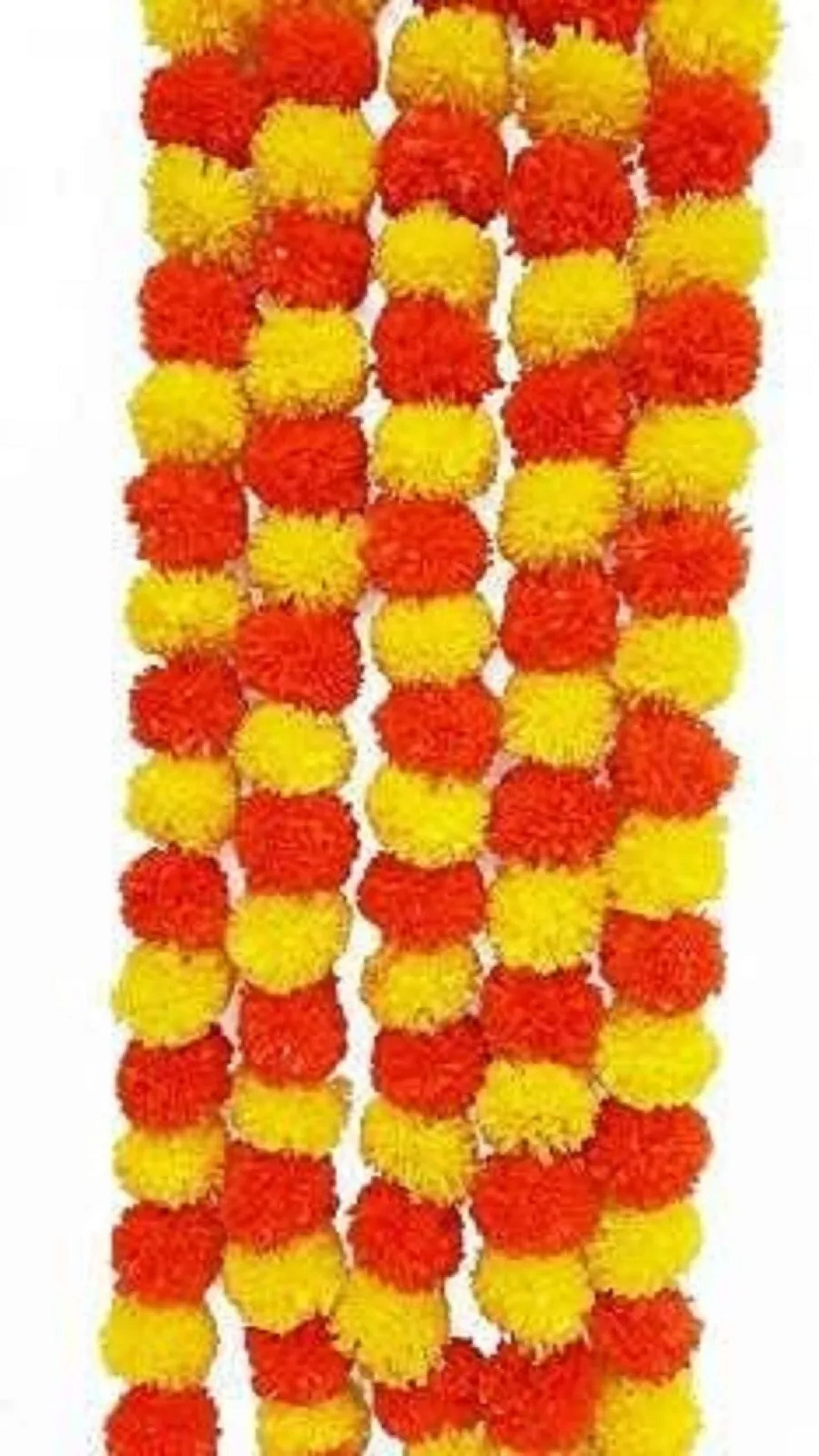 Decorative Marigold Garland Mala Artificial Flower Genda Phool 5 Feet ...