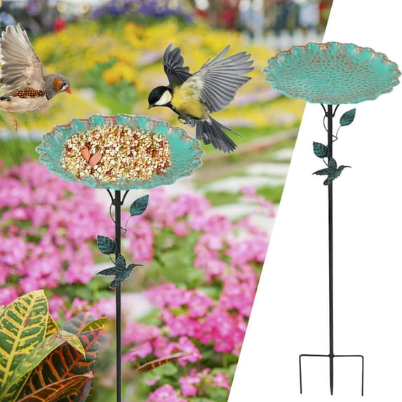 Decorative Metal Bird Bath with Stand, Outdoor Garden Feeder & Watering ...