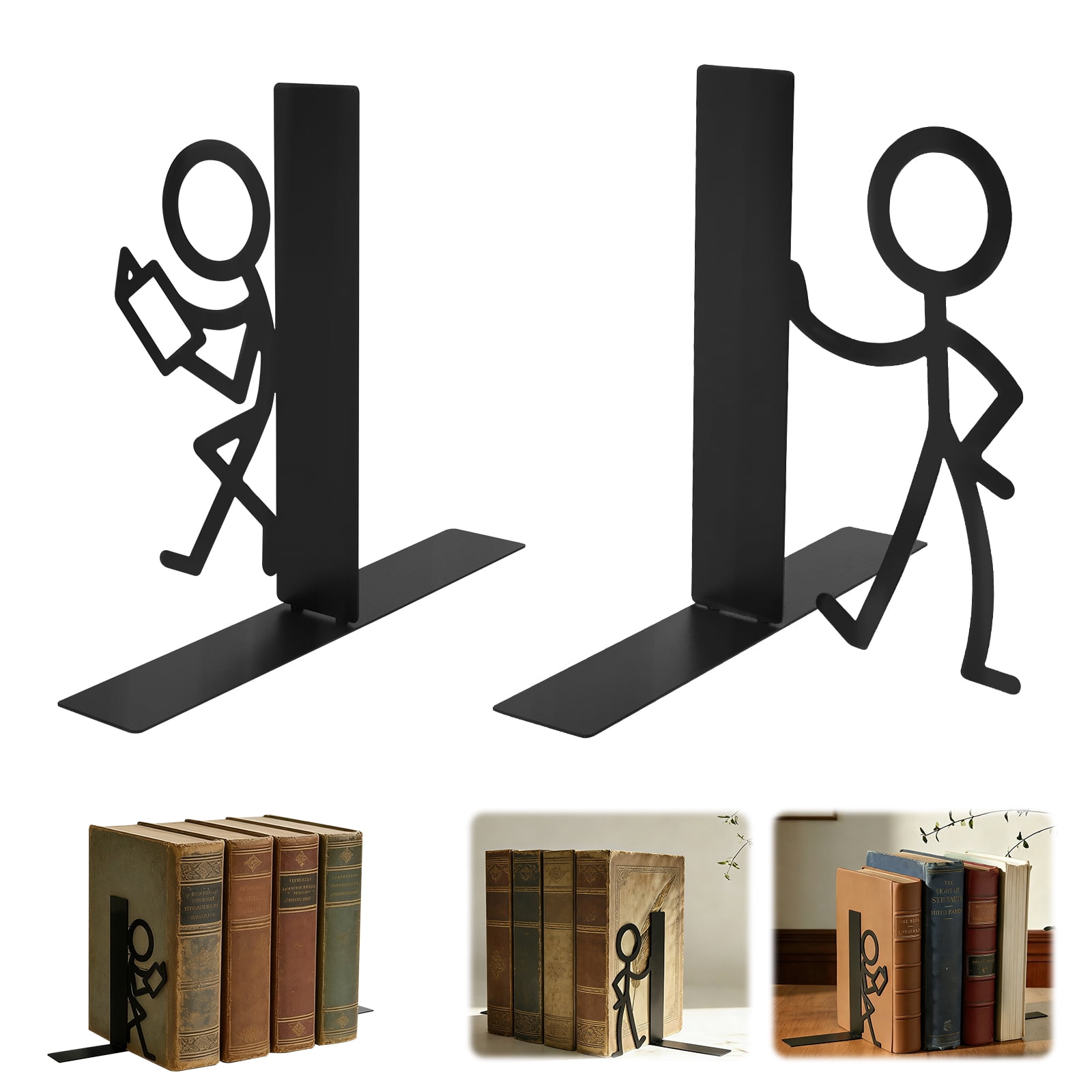 Decorative Metal Bookend Unique Desktop Book End Bookshelf Decor Cute ...