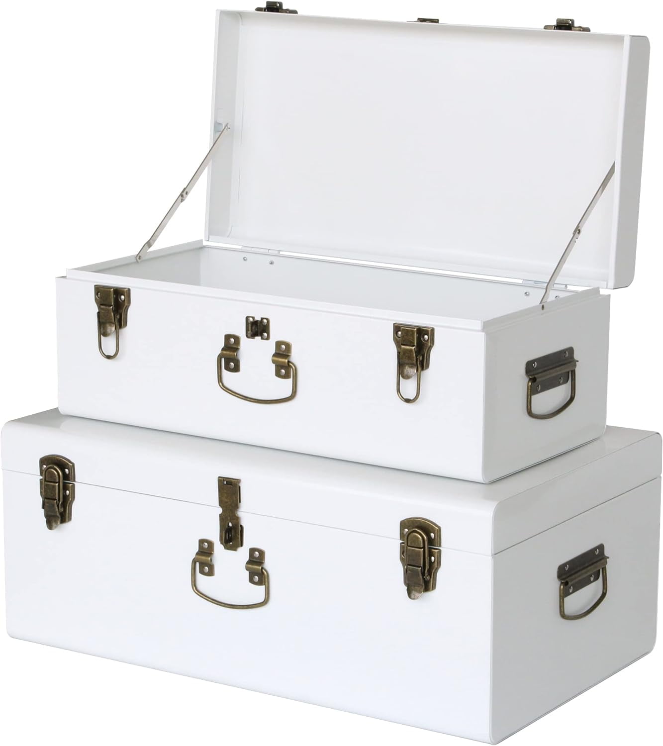 Decorative Metal Box Storage Trunks Set of 2 College Dorm Chest with ...